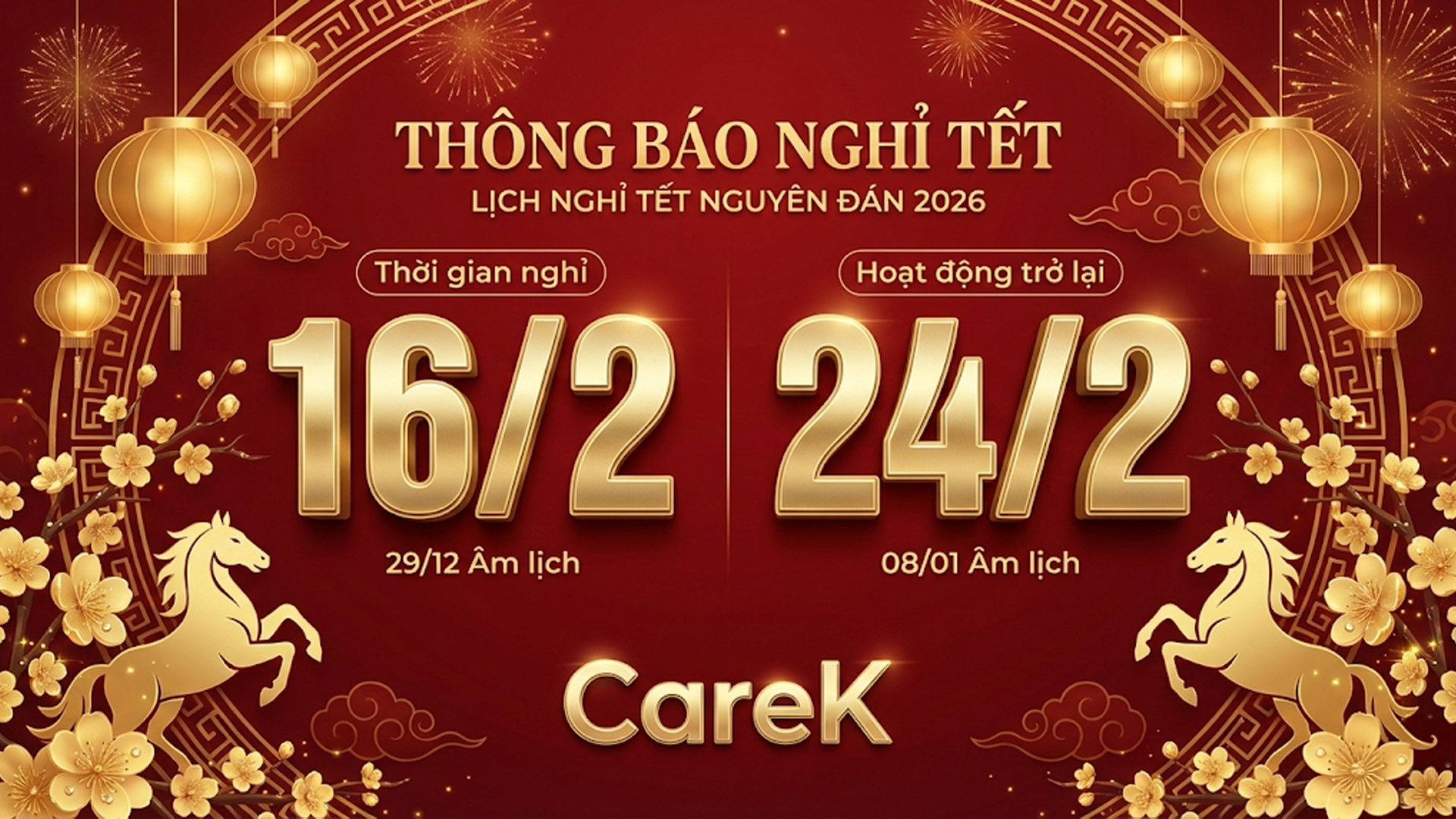 🧧 THÔNG BÁO LỊCH NGHỈ TẾT NGUYÊN ĐÁN 2026 🧧